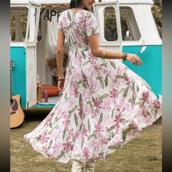 Dresses | Boho Floral Print Button Detail Maxi Dress | Poshmark